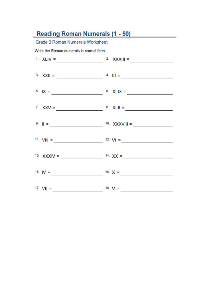 Test Roman Numerals | PDF