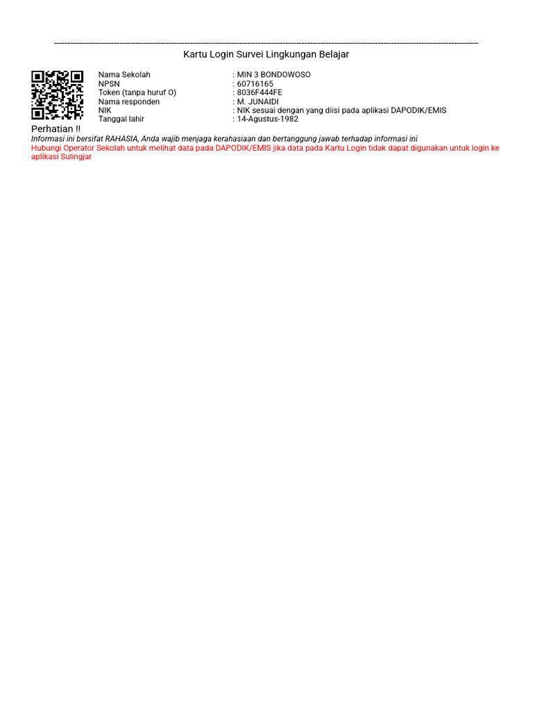 Kartu - Login - Satuan - M. JUNAIDI | PDF