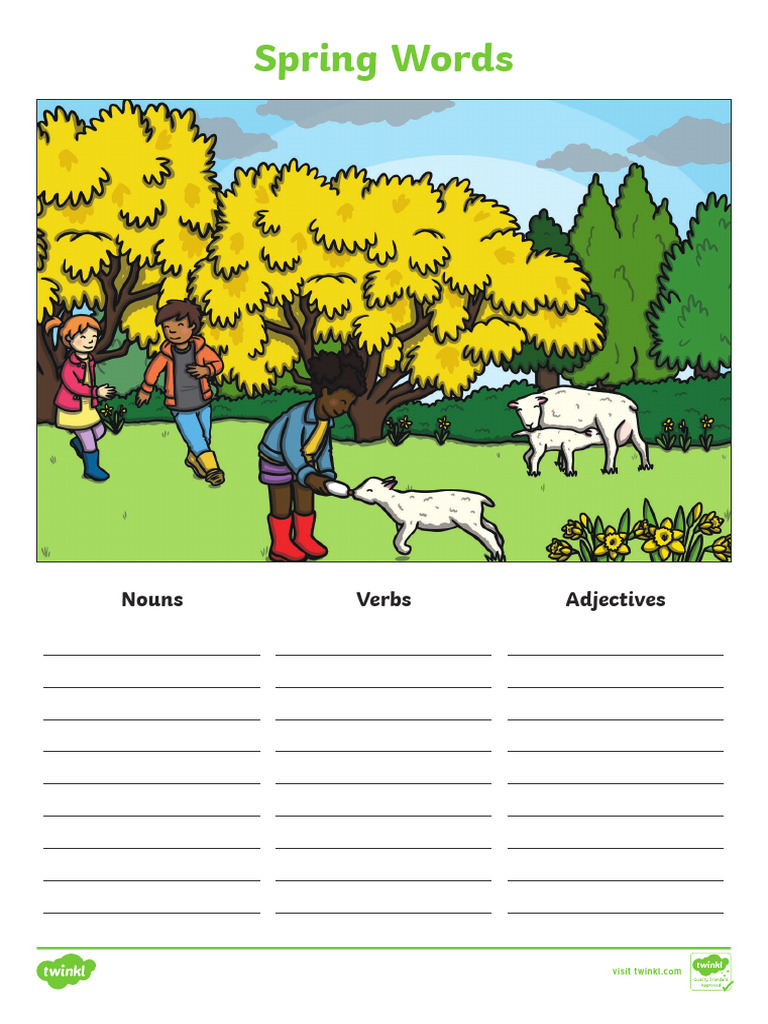T L 8810 Seasons Themed Verb Adjective Noun Picture Activity Sheets | PDF