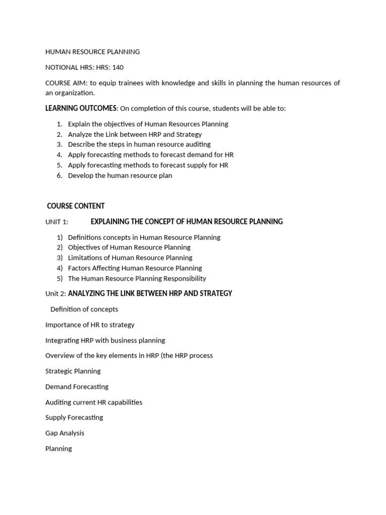 DHRM 2030 Course Outline | PDF | Human Resources | Human Resource Management