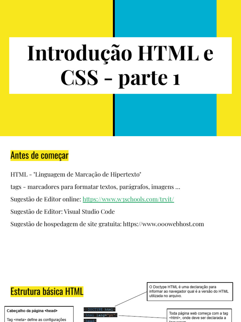 Introducao HTML Parte 1 | PDF | Html | Rede mundial de computadores