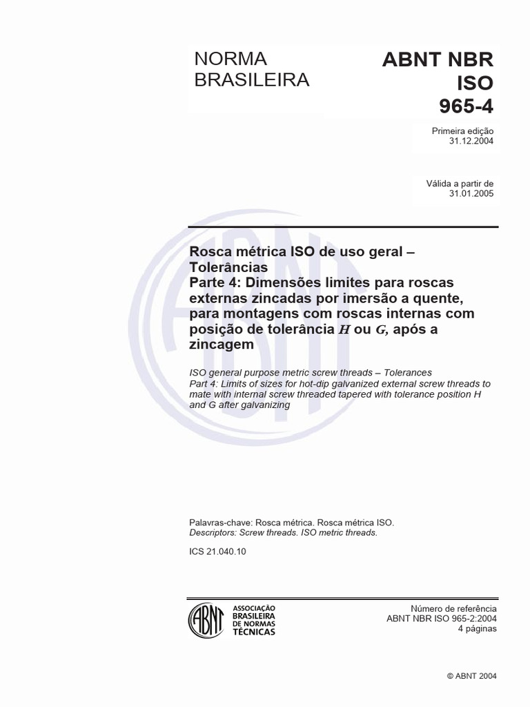 Abnt NBR Iso 965-4 2004 | PDF