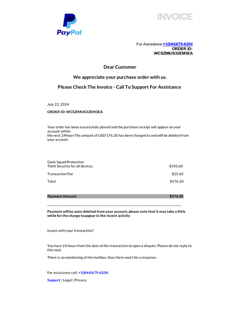 Invoice for Geek Squad Protection Order | PDF | Finance & Money Management