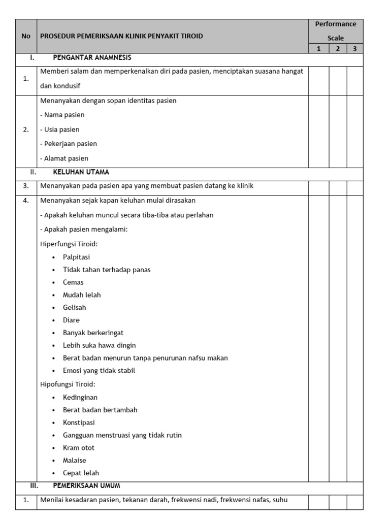 Tabel Baru Anamnesis & Pemeriksaan Fisik Penyakit Tiroid 2 | PDF
