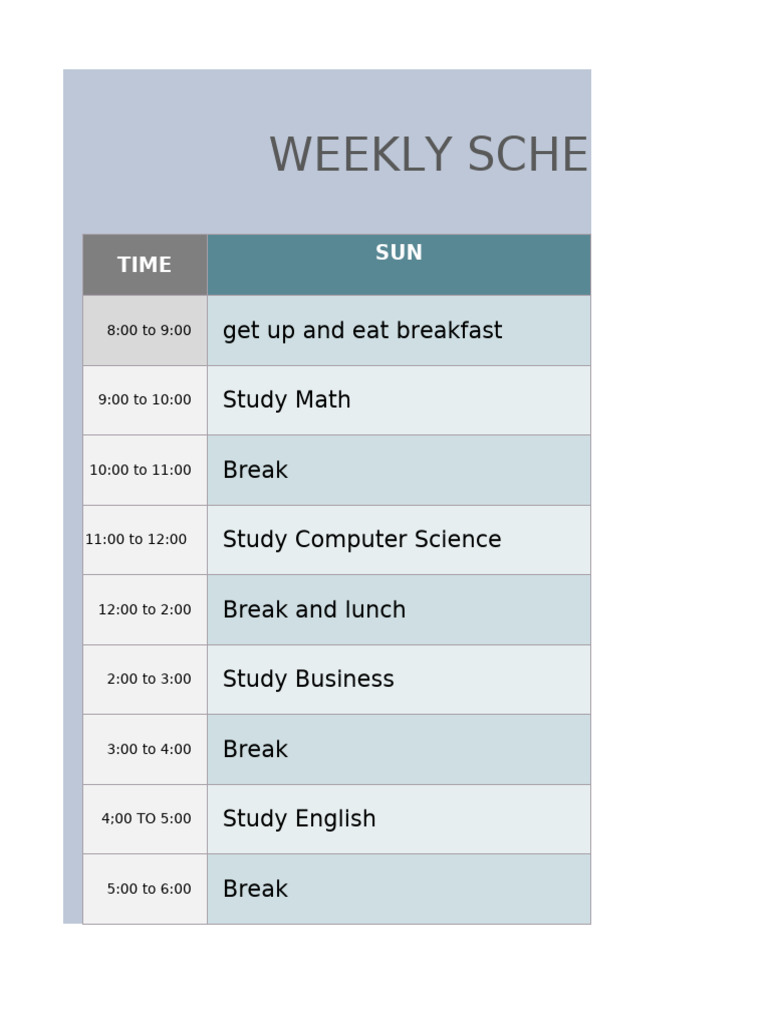 Dwight Mid Term Break TimeTable | PDF