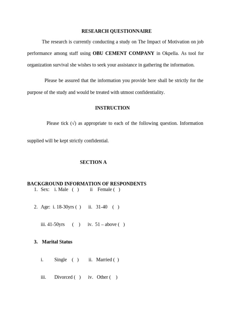 RESEARCH QUESTIONNAIRE | PDF