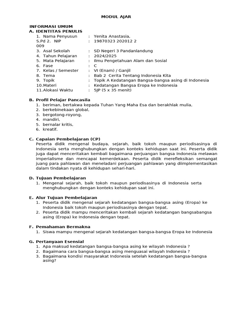 Modul Ajar IPAS Kelas 6 Bab 2 Topik 1 | PDF | Ilmu Sosial | Perjalanan