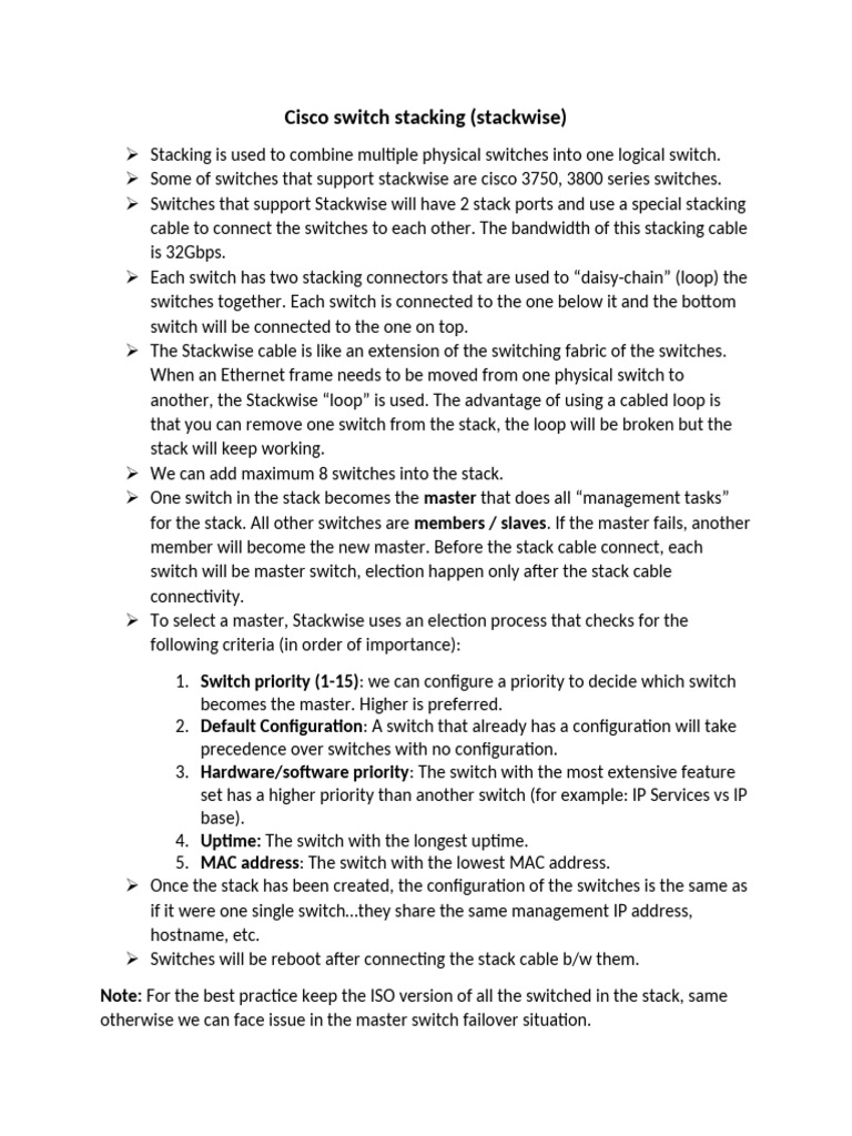 Cisco Stackwise Vss Pdf Network Switch Computer Network