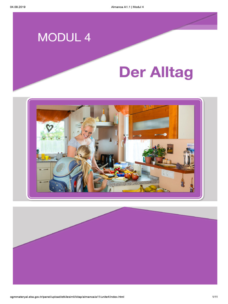 Almanca A1.1 Modul 4 PDF Guide | PDF