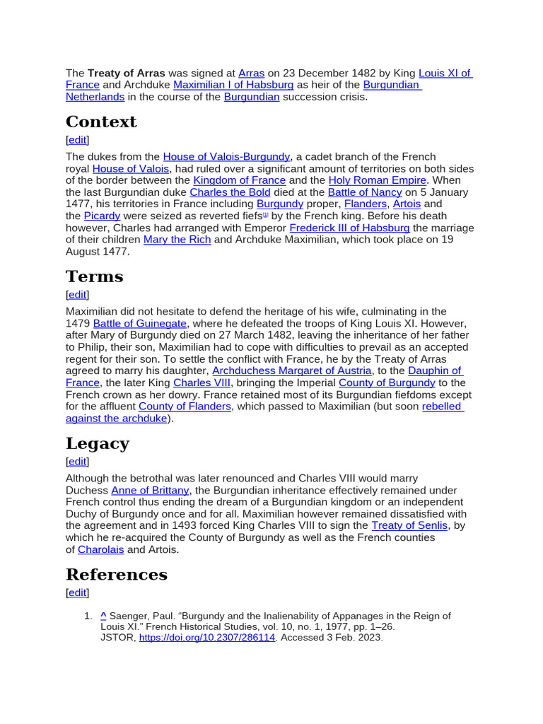 Treaty of Arras (1482) | PDF | Travel