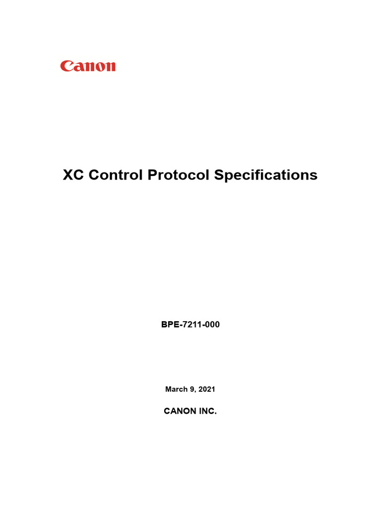Canon XC Control Protocol Specifications.1 | PDF | Computing | Computer Science