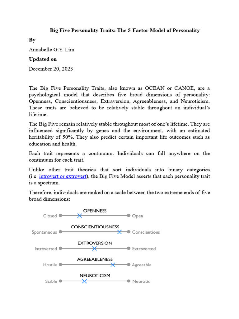 Big Five Personality Traits New | PDF | Extraversion And Introversion | Behavioural Sciences