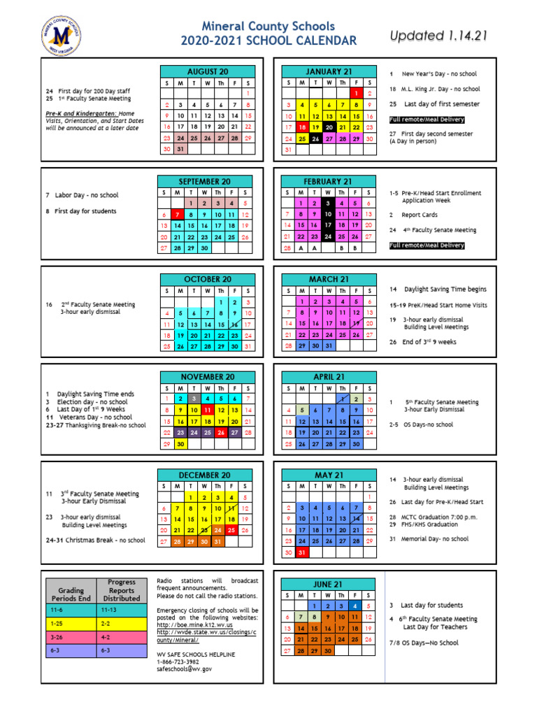 FY 21 Calendar Narrative Jan 21 | PDF