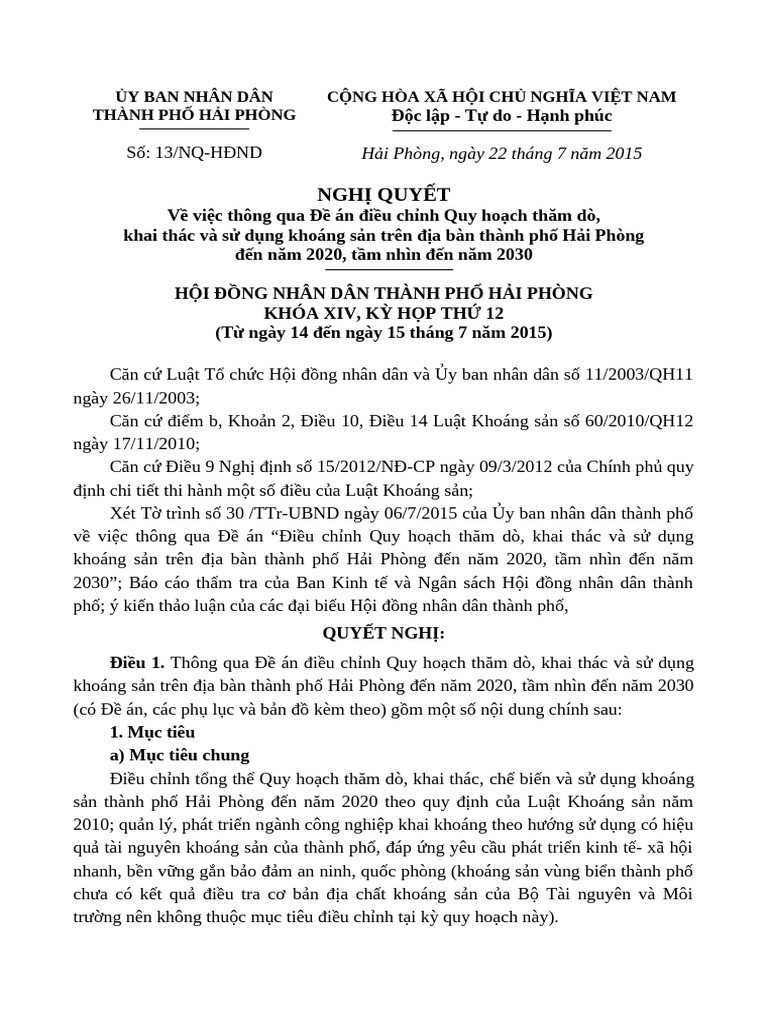 Quy Ho CH Tài Nguyên HP Cho Đ T | PDF