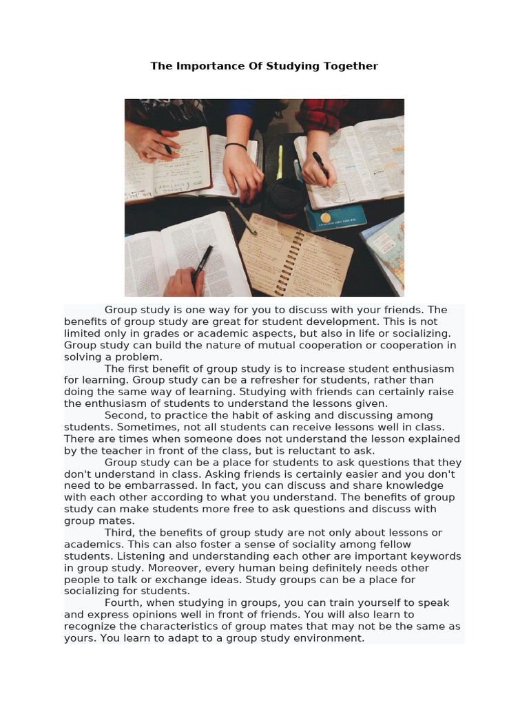 Writing Essay About Study Group | PDF | Thought | Learning