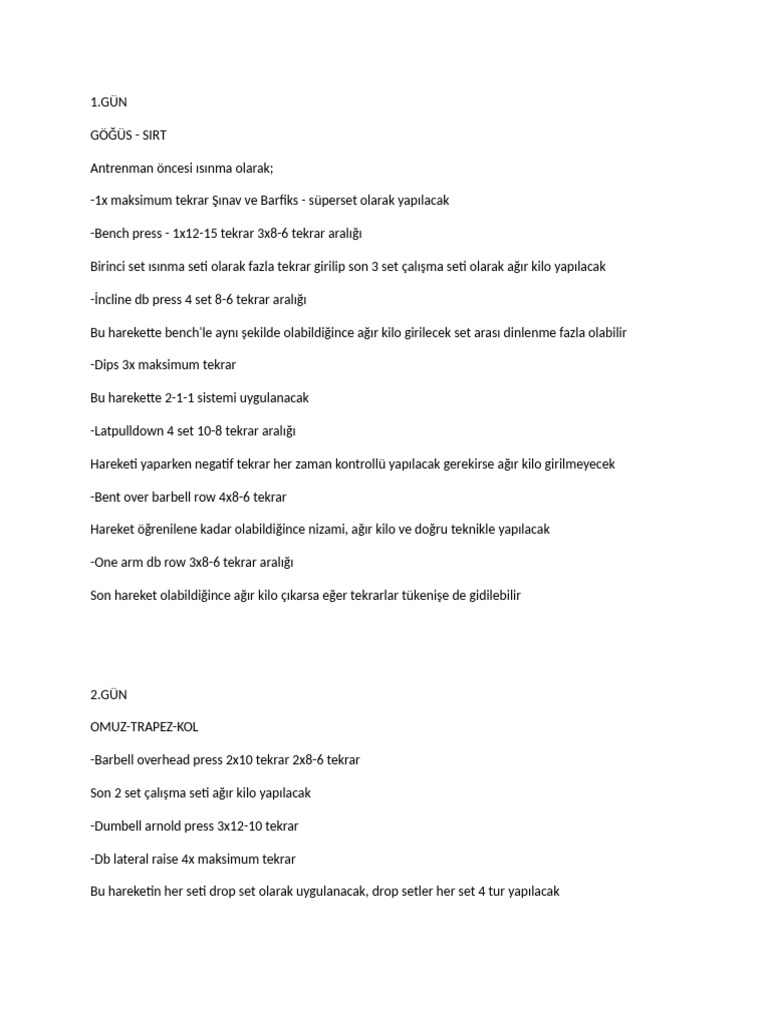 Antrenman Programı | PDF