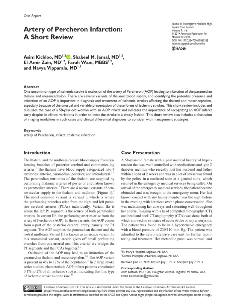 AoP stroke case model | PDF | Thalamus | Stroke