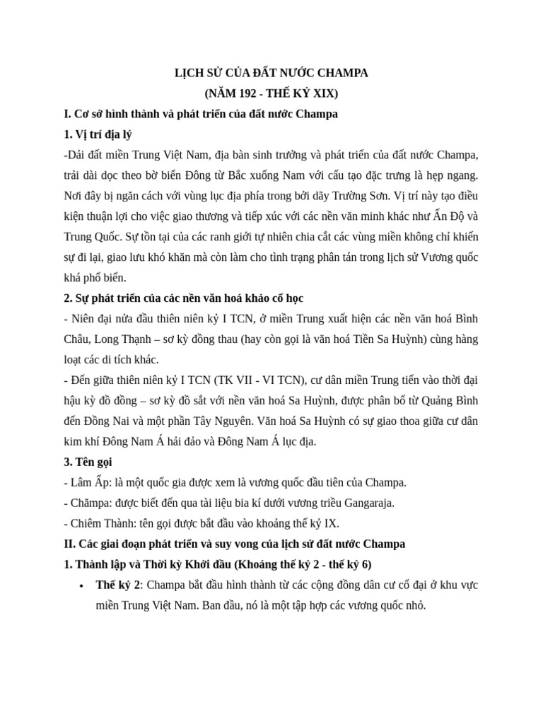Lịch Sử Của Đất Nước Champa | PDF