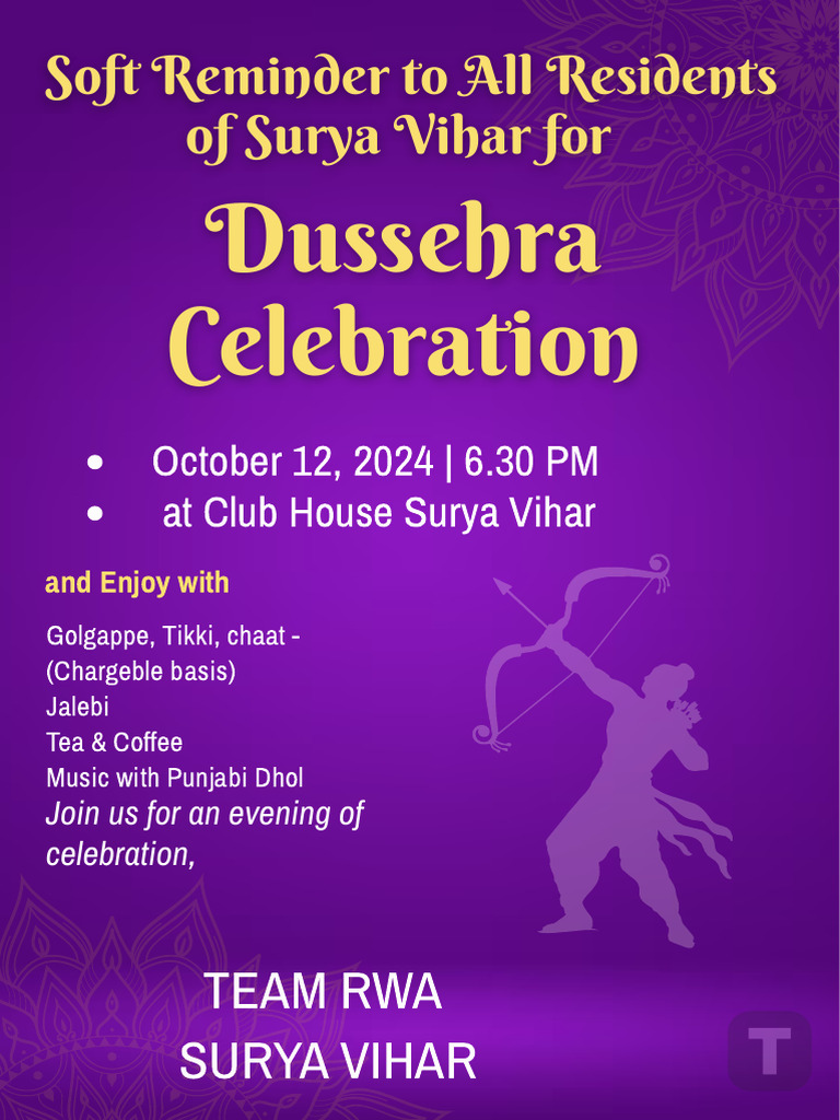 Dussehra Invitation Template | PDF