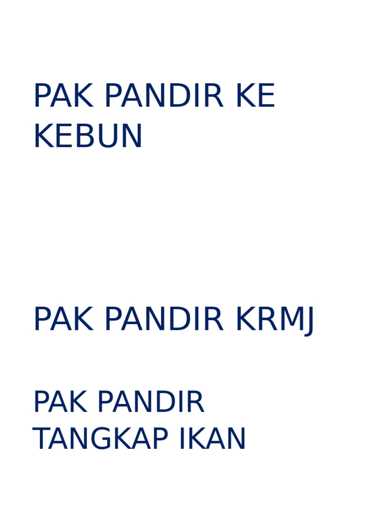 Pak Pandir Ke Kebun | PDF