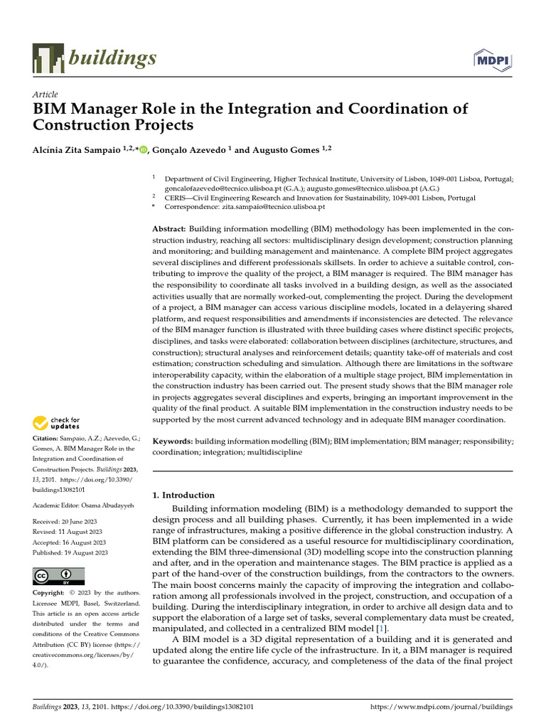 BIM Manager Role in The Integration and | PDF | Building Information ...