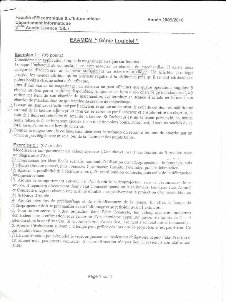 Examen Genie Logiciels Corrige 3 | PDF