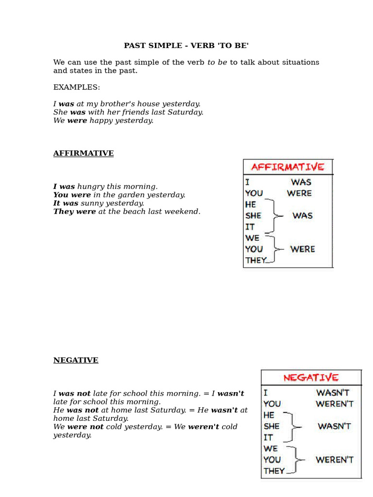 Past Simple - Verb Be | PDF | Language Arts & Discipline