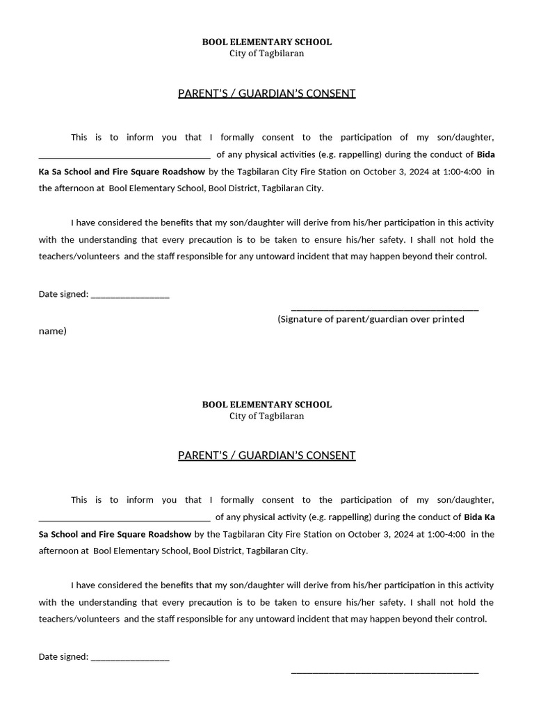 Parents Consent Form | PDF