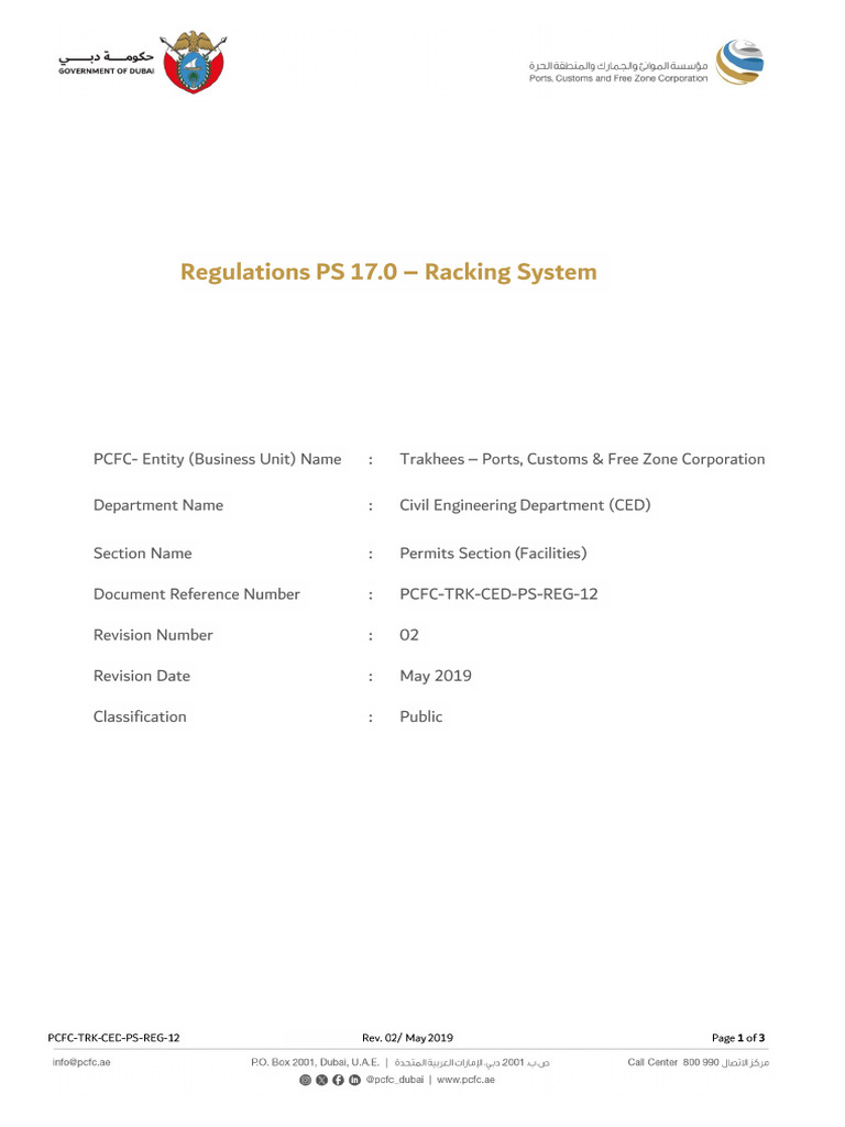 PCFC-TRK-CED-PS-REG-17, Racking System | PDF