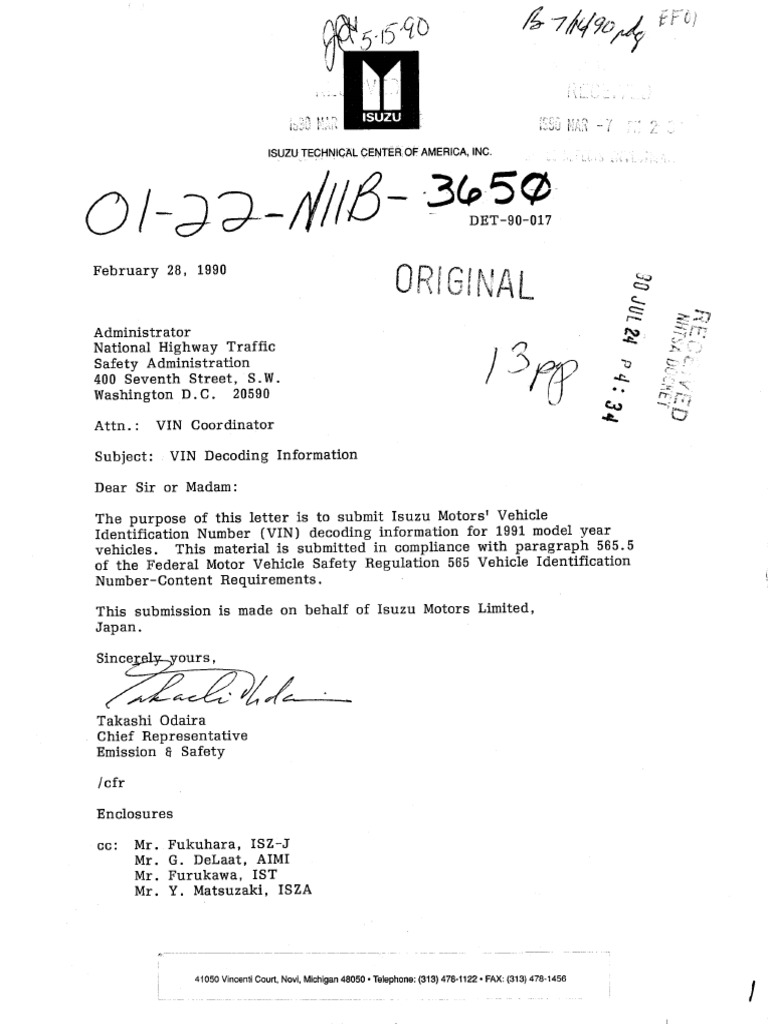 Isuzu Vin Decoder | PDF
