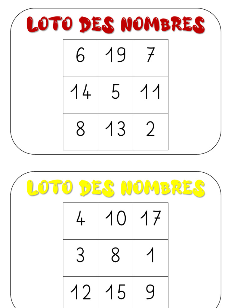 Loto numbers 1 à 19 | PDF