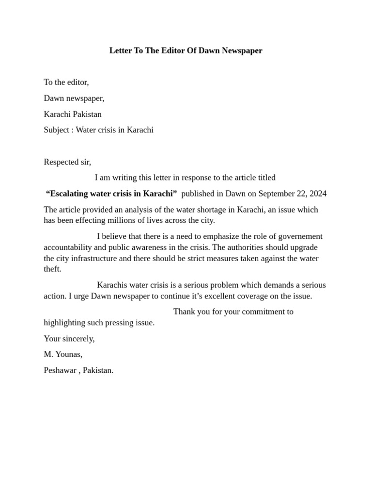 Addressing Karachi S Water Crisis Pdf Social Science