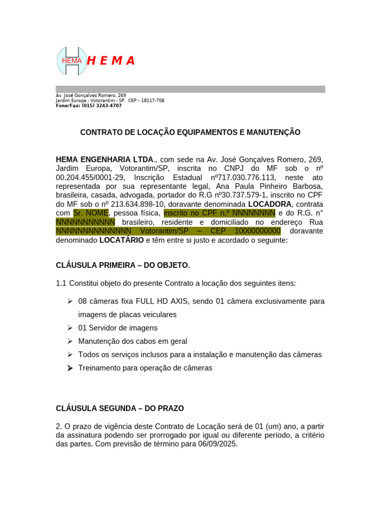 Contrato Modelo | PDF | Direito Comum | Direito Privado