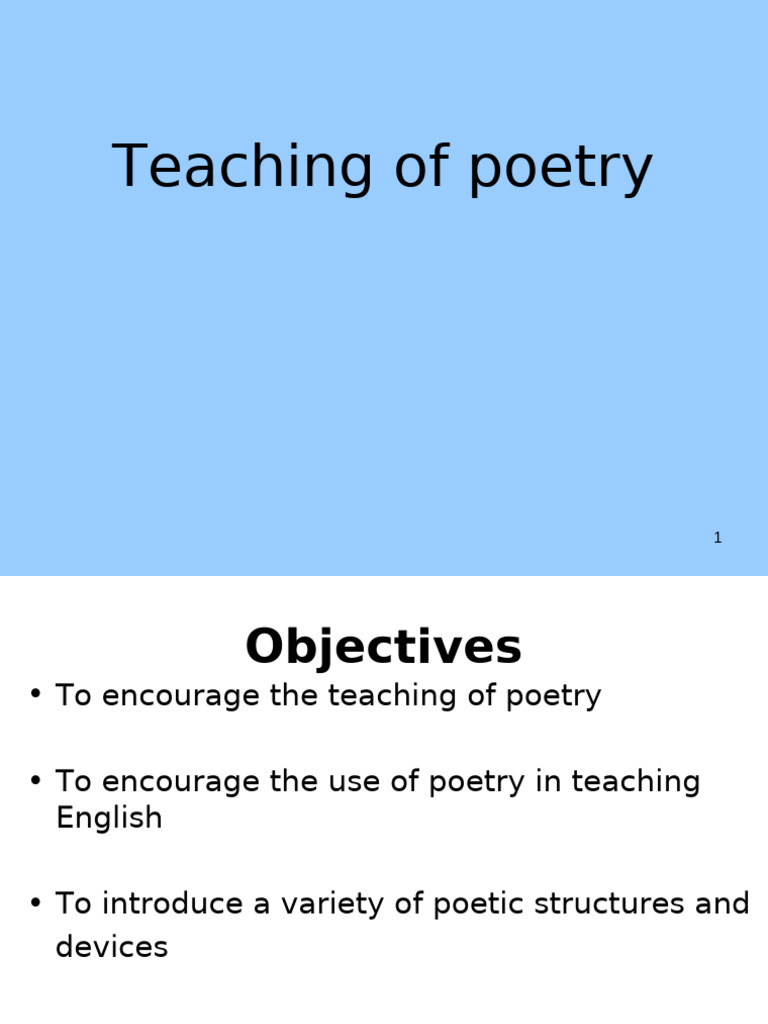 Teaching of Poetry | PDF | Poetry | Phonaesthetics