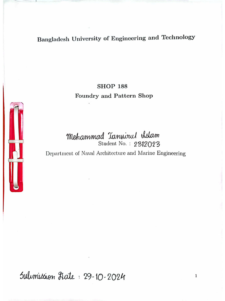 Foundry Shop Job Report _ Tanvir | PDF