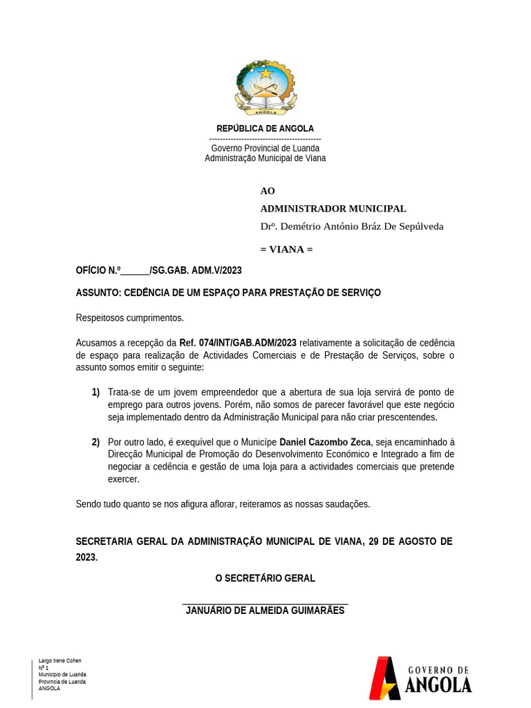 Cedência de Espaço Comercial em Viana | PDF