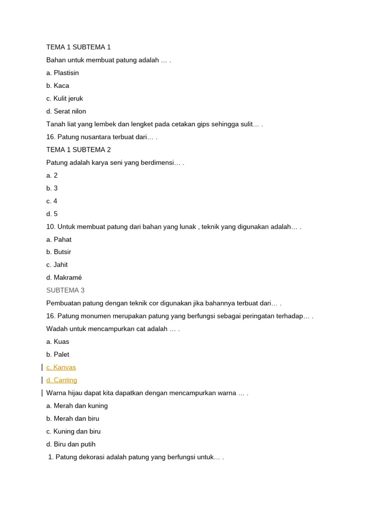 Soal Tema Kak Reka | PDF | Seni