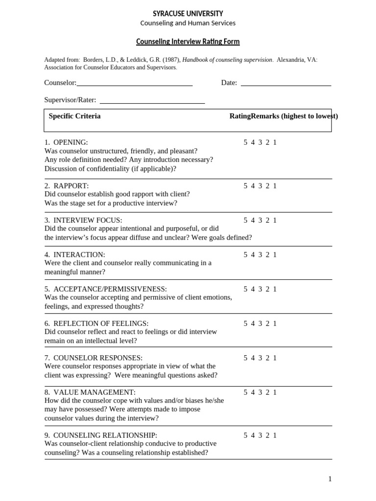Counseling_Interview_Rating_Form | PDF | Human Communication ...