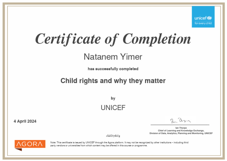 Child Rights Matter Course Certificate Child Rights and Why They | PDF