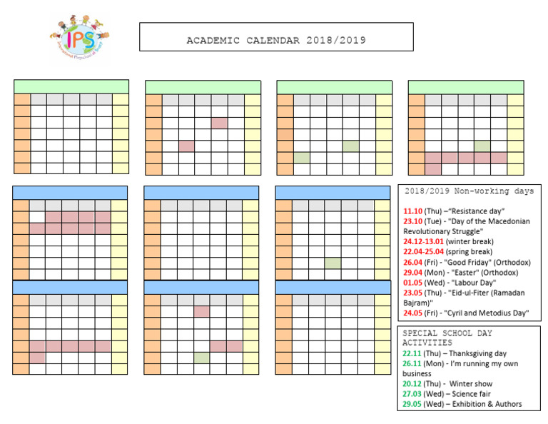 Ips Academic Calendar 2018 2019 | PDF | Observances