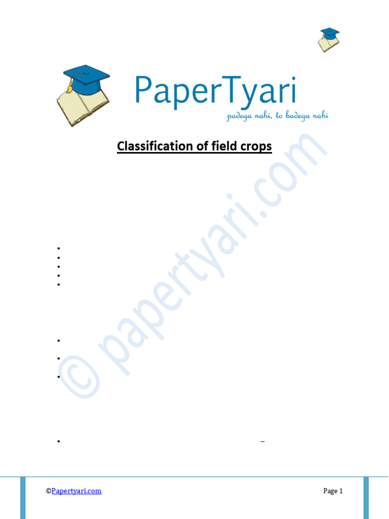Field Crop Classification Guide | PDF | Cereals | Crops
