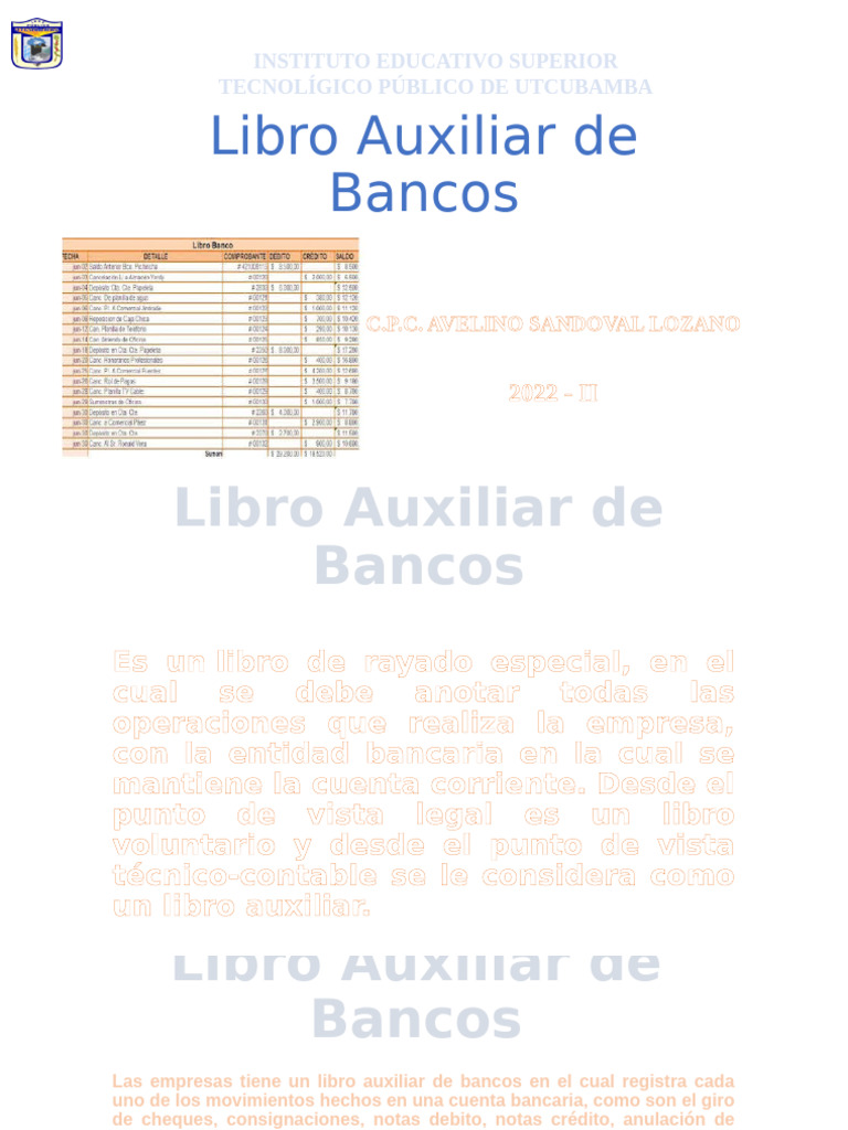 Libro Auxiliar de Banco | PDF | Bancos | Cheque
