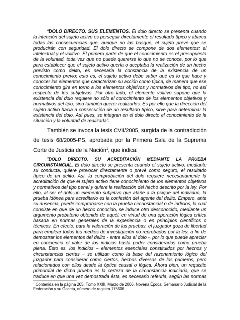 Dolo Directo | PDF | Intención (Derecho Penal)
