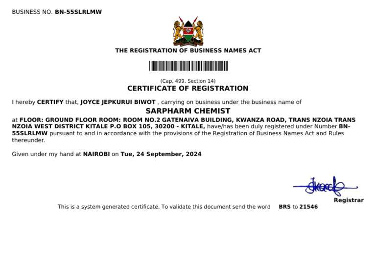 BN-55SLRLMW-Business Name Registration Certificate | PDF