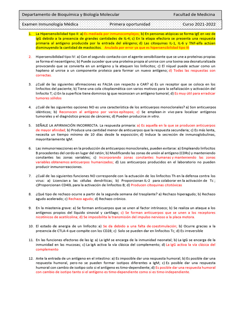 01 - Inm - Examen Color Fin Corregido 2 | PDF | Linfocitos | Anticuerpo