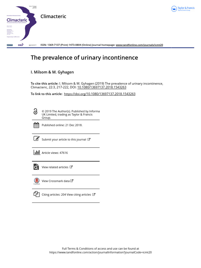 The Prevalence of Urinary Incontinence | PDF | Urinary Incontinence ...