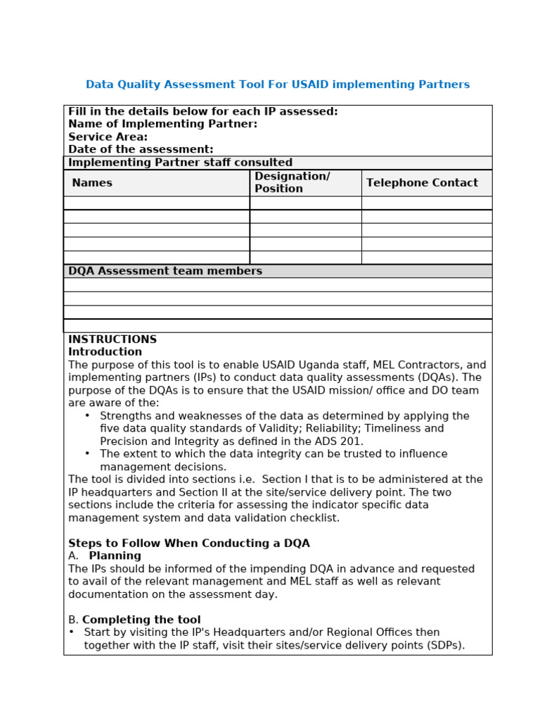 DQA tool | PDF | Data Quality | Quality Assurance