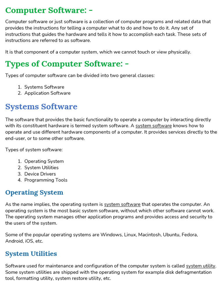 Computer Software | PDF | Source Code | Operating System