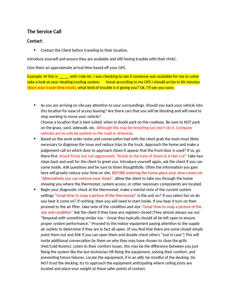 Service Call Introduction | PDF