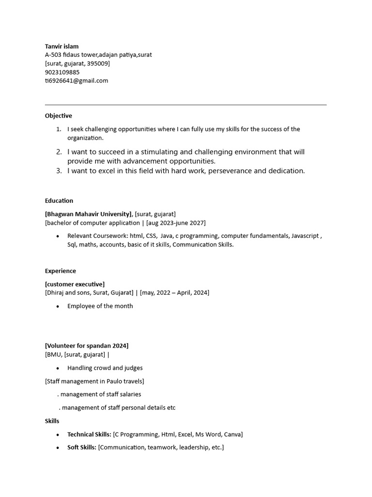Tanvir islam resume (1) | PDF